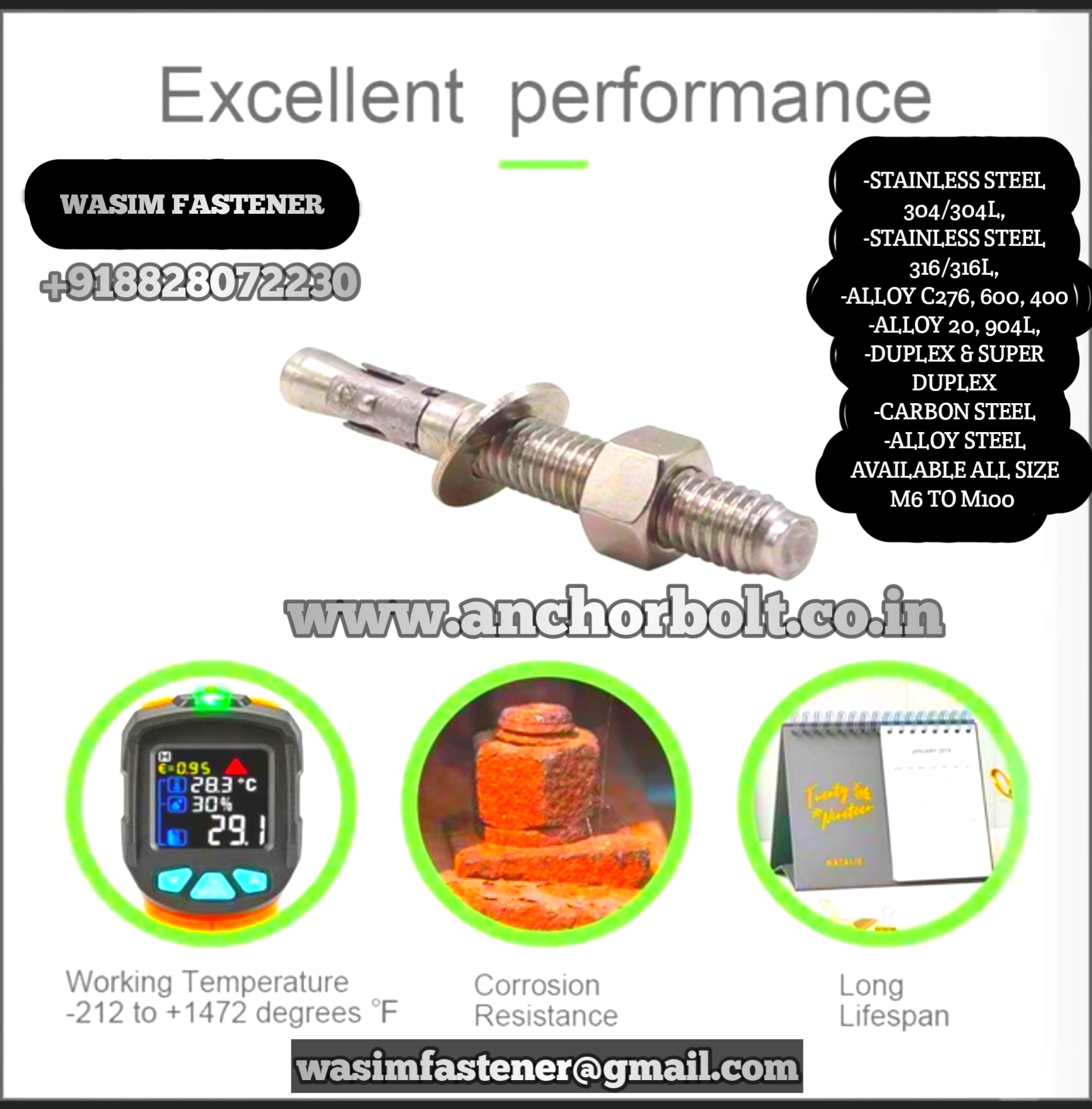 SS ANCHOR FASTENER SS ANCHOR BOLTS SS WEDGE ANCHOR BOLTS SS THROUGH ...