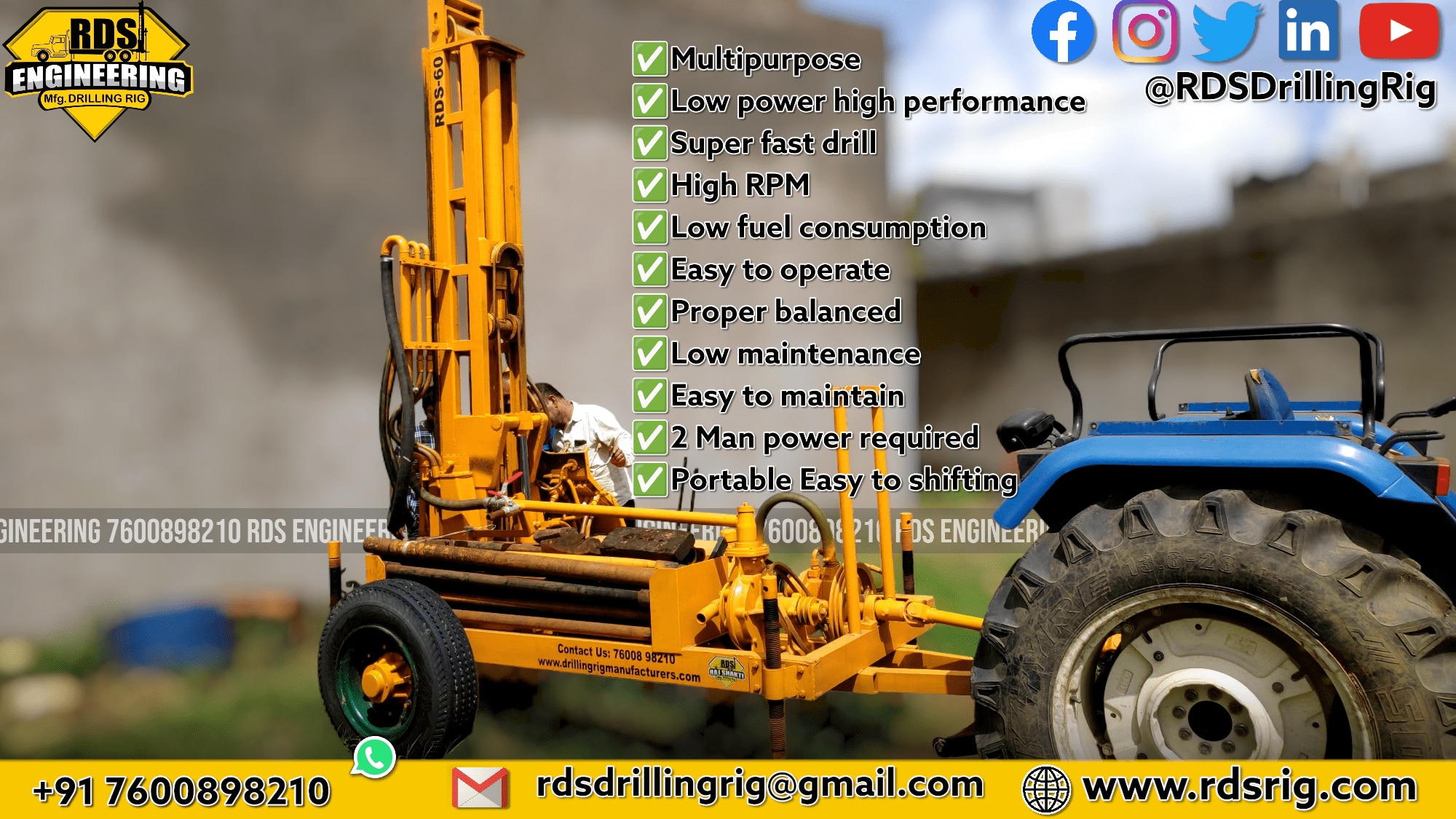 RDS-60 Mini Core Drilling Rig Products in Rajkot | RDS Engineering
