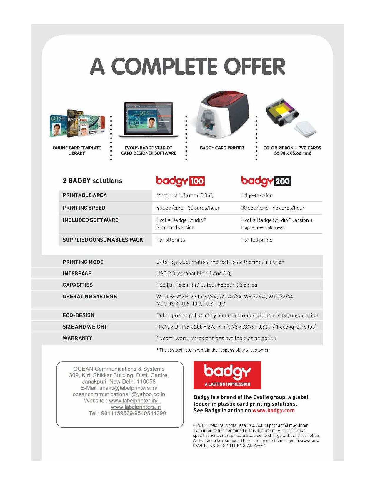 Evolis Badgy 100 -Ocean Communication & Systems, Delhi